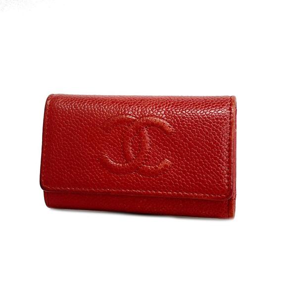 CHANEL | Bags | Chanel Key Case Caviar Skin Red Silver Hardware | Poshmark